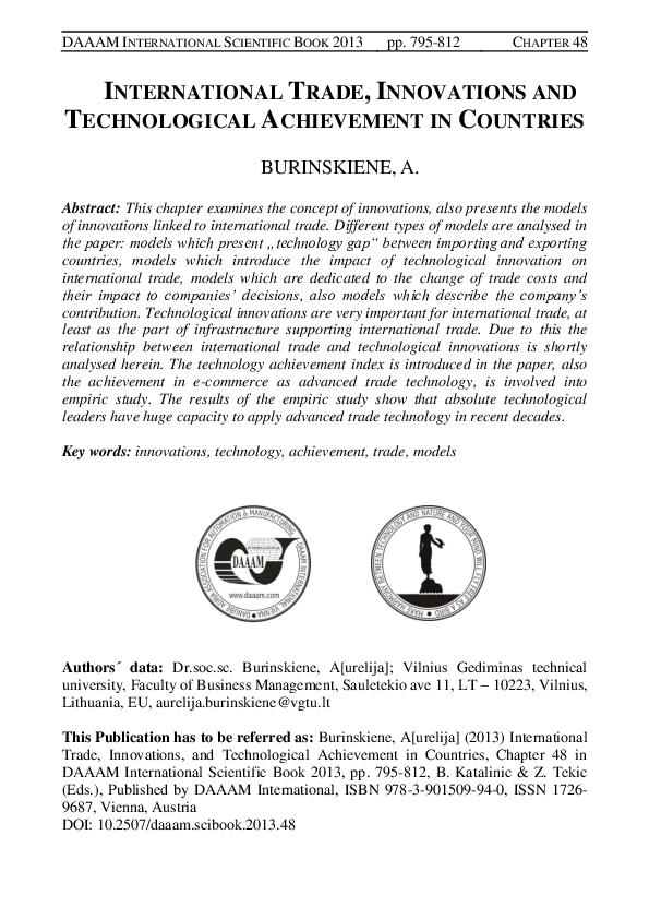 (PDF) International Trade, Innovations, and Technological Achievement ...