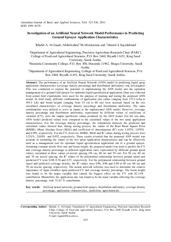 (PDF) Investigation of an Artificial Neural Network Model Performance in Predicting Ground ...