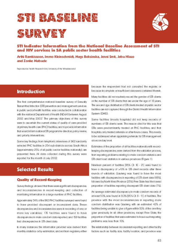 (PDF) 6STI BASELINE SURVEY STI Indicator Information from the National ...