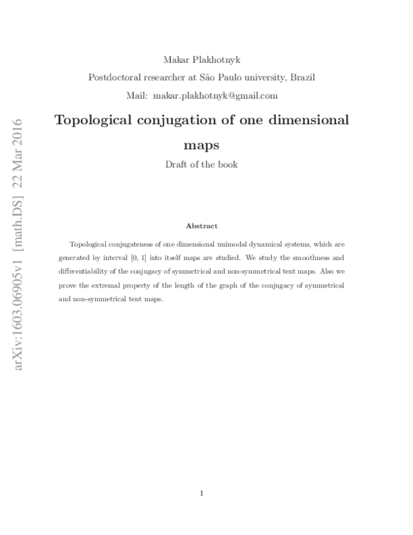 (PDF) Topological conjugation of one dimensional maps