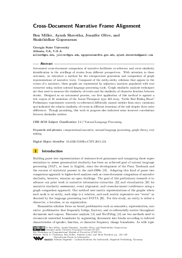 (PDF) Cross-Document Narrative Frame Alignment