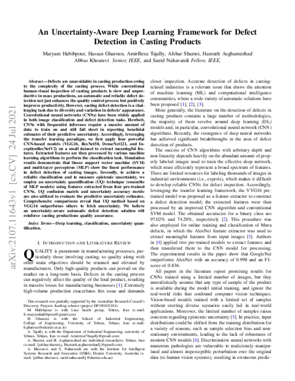 (PDF) An Uncertainty-Aware Deep Learning Framework for Defect Detection ...
