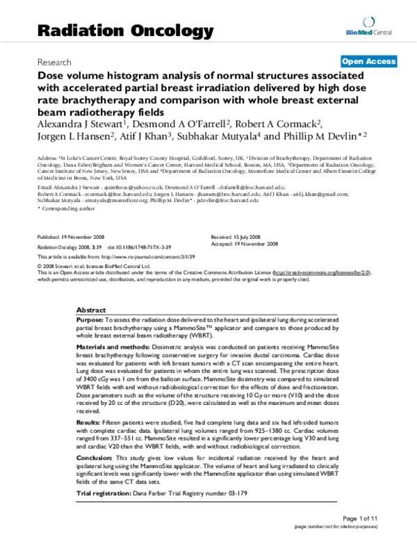 (PDF) Dose volume histogram analysis of normal structures associated ...