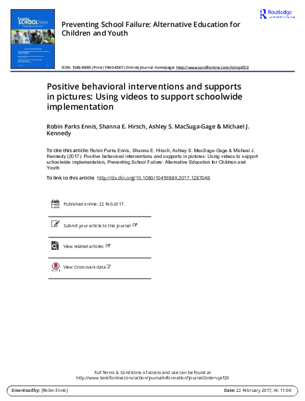 (PDF) Positive behavioral interventions and supports in pictures: Using ...