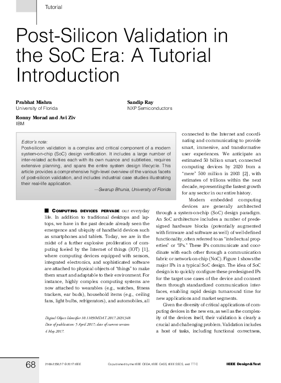 (PDF) Post-Silicon Validation in the SoC Era: A Tutorial Introduction