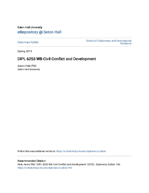 (PDF) Civil Conflict and Development