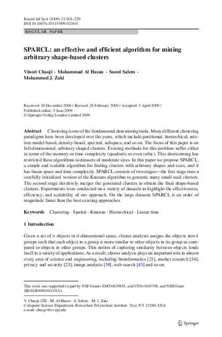 (PDF) SPARCL: an effective and efficient algorithm for mining arbitrary shape-based clusters