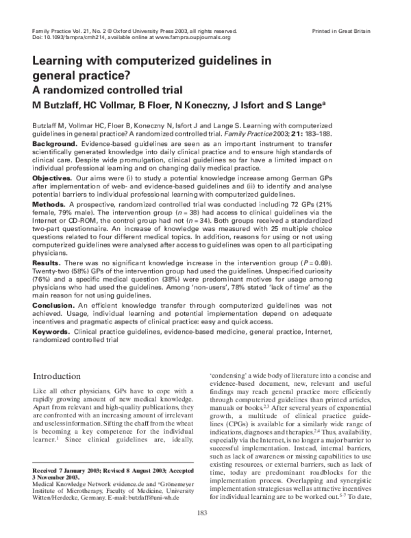 (PDF) Learning with computerized guidelines in general practice?: A ...