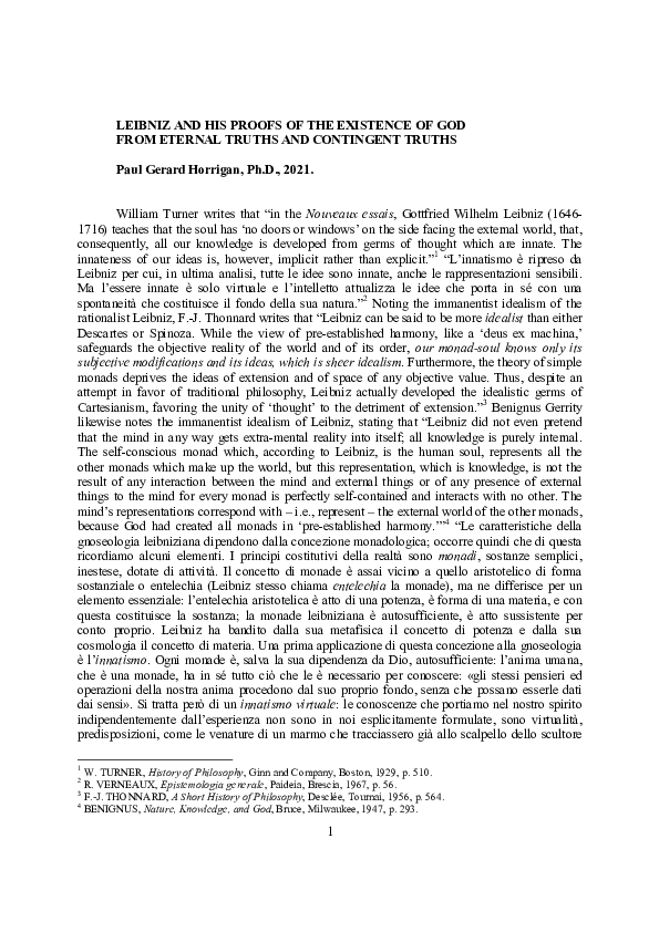 (PDF) Leibniz and His Proofs of the Existence of God from Eternal ...