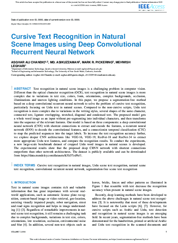 Pdf Cursive Text Recognition In Natural Scene Images Using Deep Convolutional Recurrent Neural