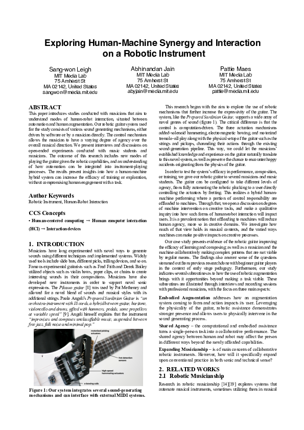 (PDF) Exploring Human-Machine Synergy and Interaction on a Robotic ...