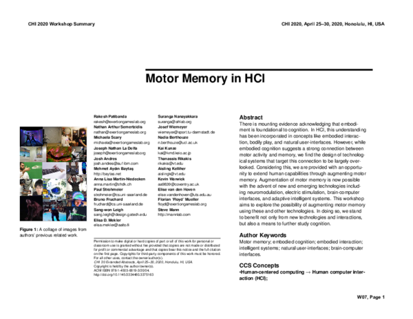 (PDF) Motor Memory in HCI