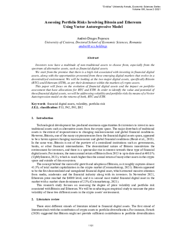 (PDF) Portfolio Risk Assessment of Bitcoin and Ethereum