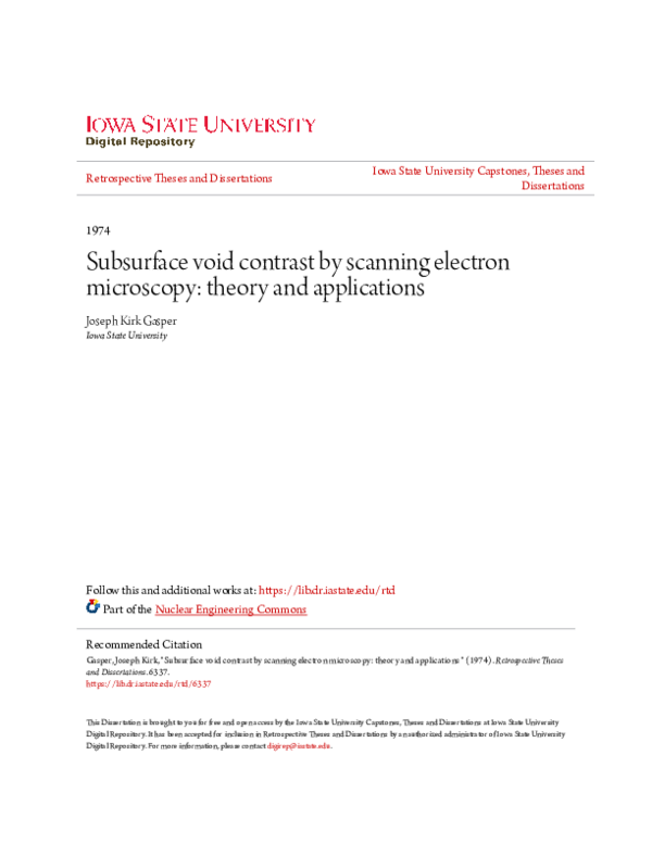 (PDF) Subsurface void contrast by scanning electron microscopy: theory ...
