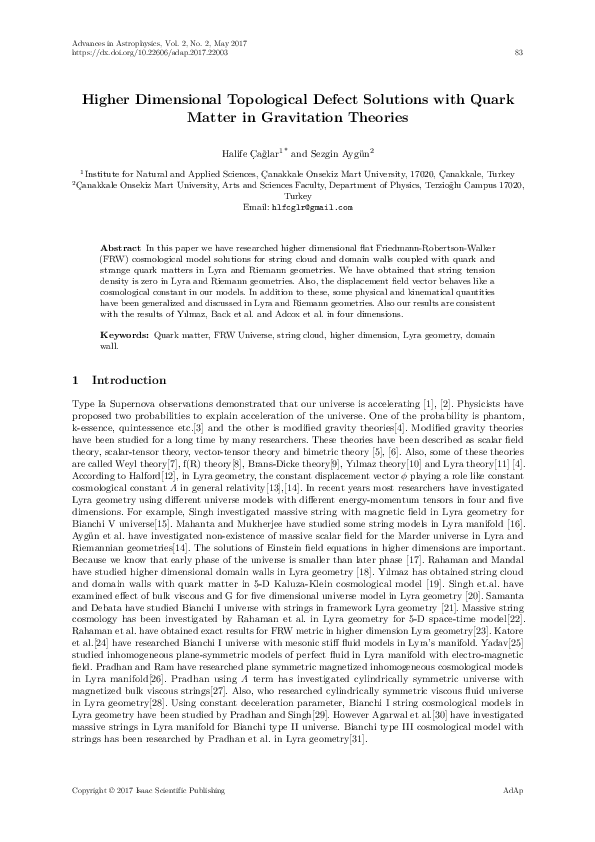 (PDF) Higher Dimensional Topological Defect Solutions with Quark Matter ...