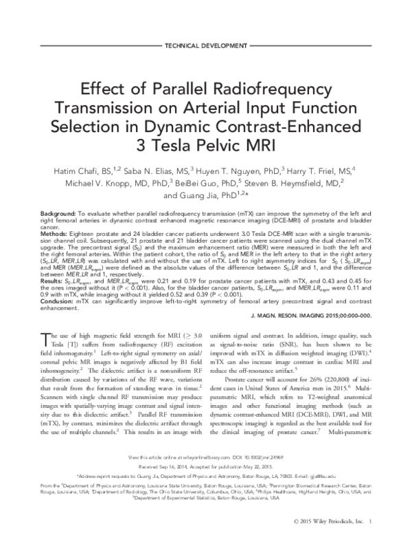 (PDF) Effect of parallel radiofrequency transmission on arterial input function selection in ...
