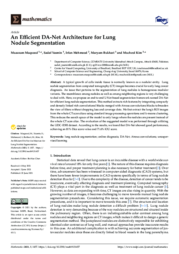 (PDF) An Efficient DA-Net Architecture for Lung Nodule Segmentation ... (PDF) An Efficient DA-Net Architecture for Lung Nodule Segmentation ...