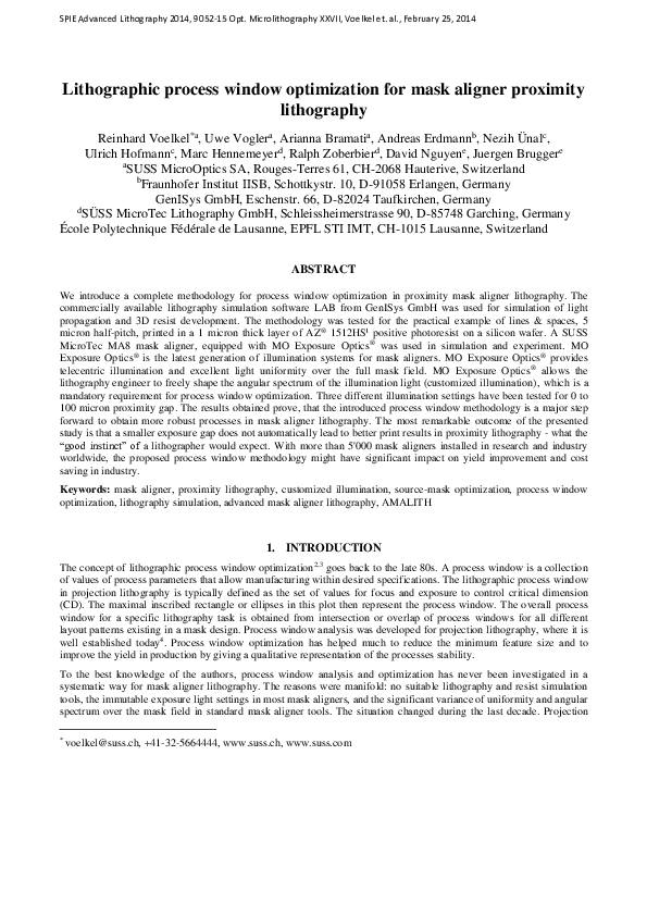 (PDF) Lithographic process window optimization for mask aligner ...