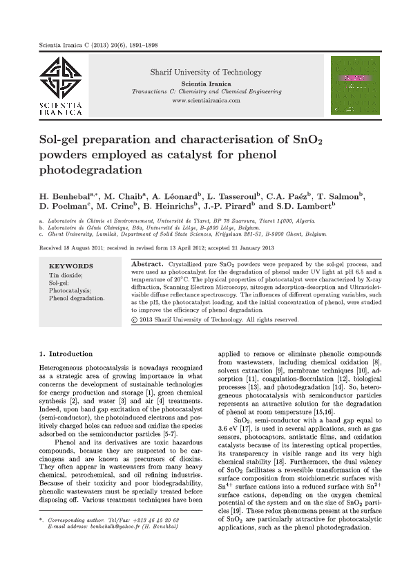 (PDF) Sol-gel preparation and characterisation of SnO2 powders employed ...