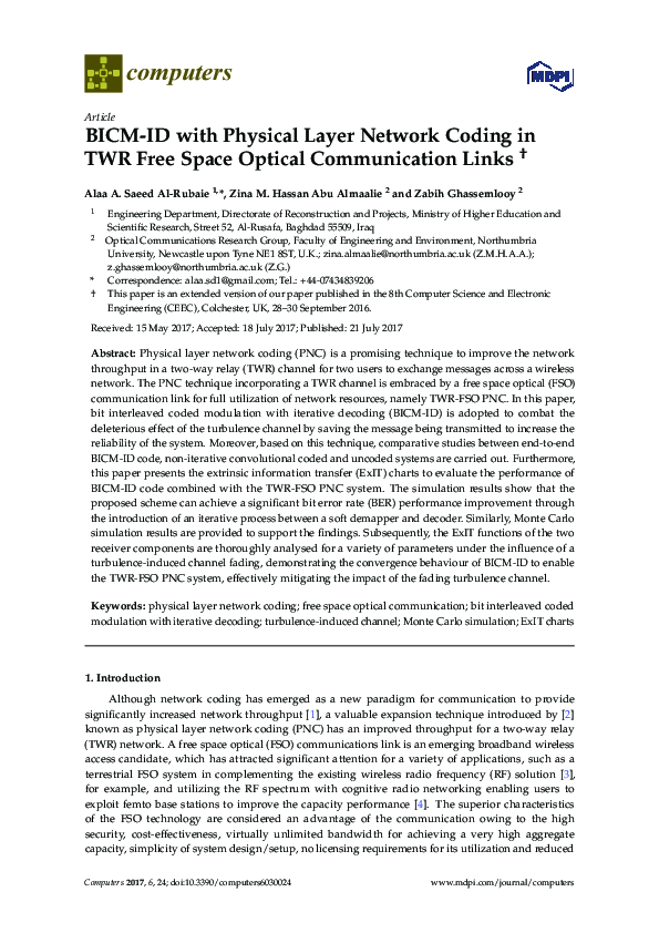 (PDF) BICM-ID with Physical Layer Network Coding in TWR Free Space Optical Communication Links