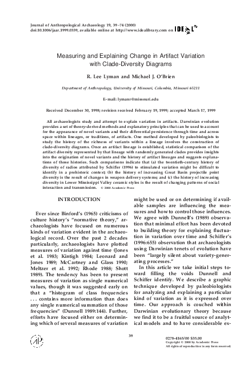 (PDF) Measuring and Explaining Change in Artifact Variation with Clade-Diversity Diagrams