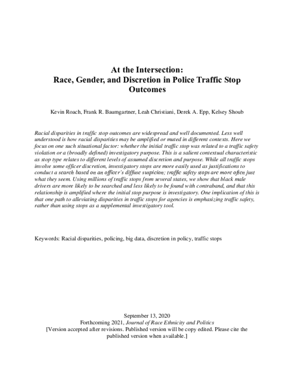 (PDF) At the intersection: Race, gender, and discretion in police ...