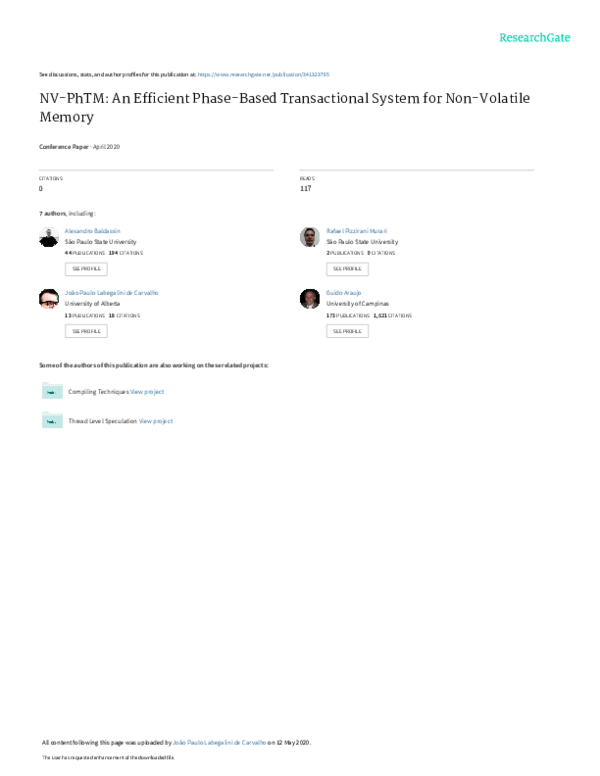 (PDF) NV-PhTM: An Efficient Phase-Based Transactional System for Non-volatile Memory