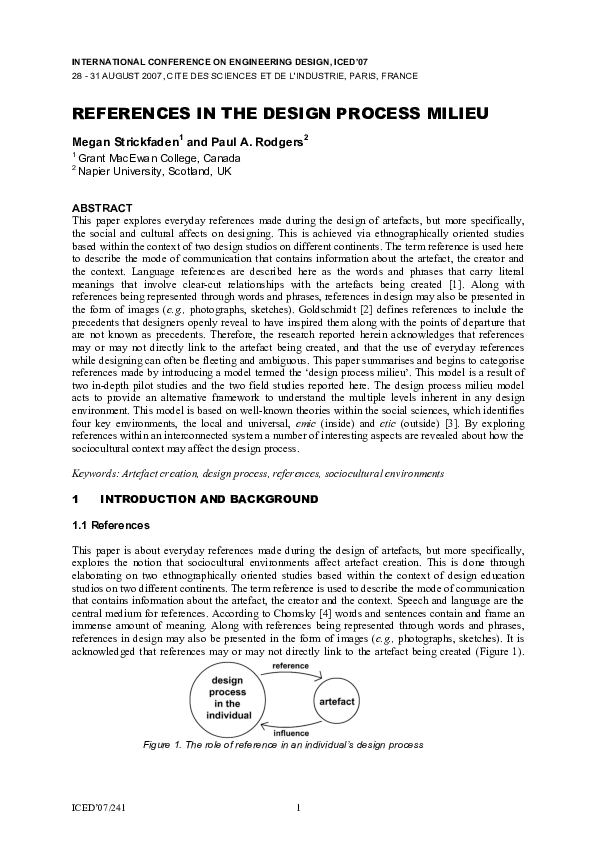 (PDF) References in the design process milieu