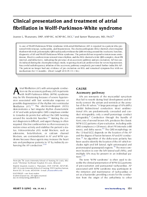 (PDF) Clinical presentation and treatment of atrial fibrillation in ...