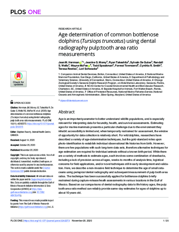 (PDF) Age determination of common bottlenose dolphins (Tursiops ...