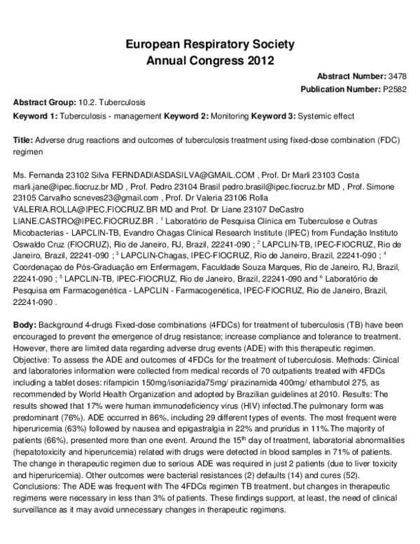 (PDF) Adverse drug reactions and outcomes of tuberculosis treatment ...