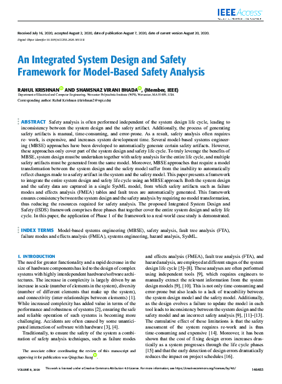 (PDF) An Integrated System Design and Safety Framework for Model-Based ...