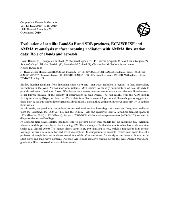(PDF) Evaluation of satellite LandSAF and SRB products, ECMWF ISF and ...