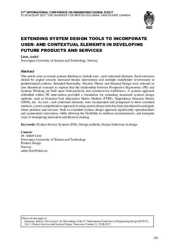 (PDF) Extending system design tools to incorporate user- and contextual ...
