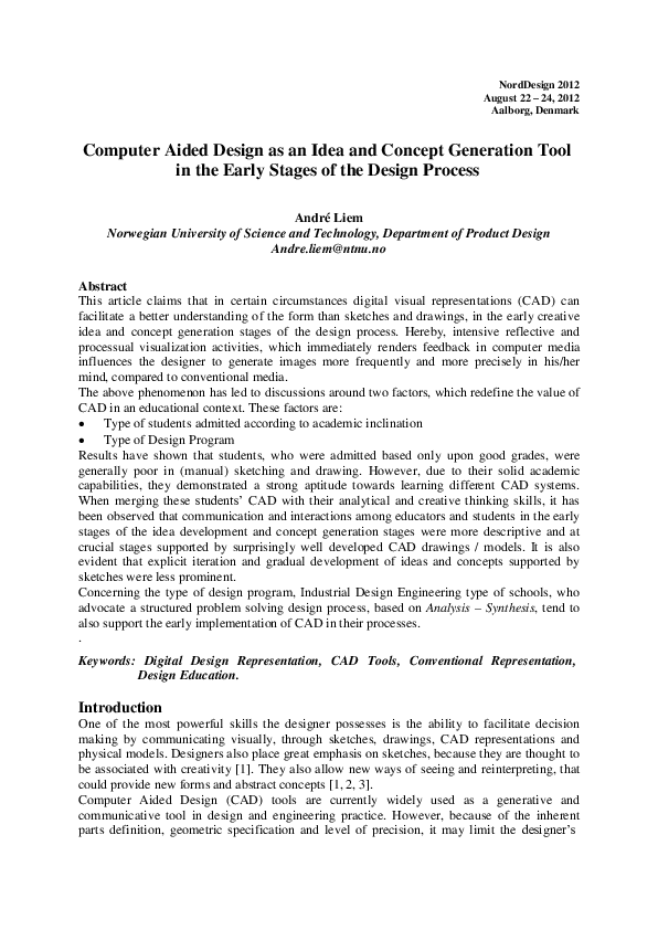 (PDF) Computer Aided Design as an Idea and Concept Generation Tool in ...