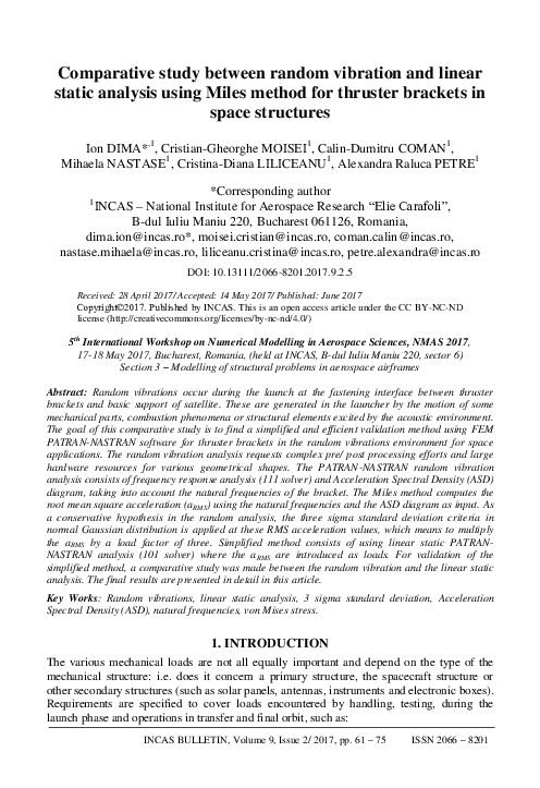 (PDF) Comparative study between random vibration and linear static analysis using Miles method ...