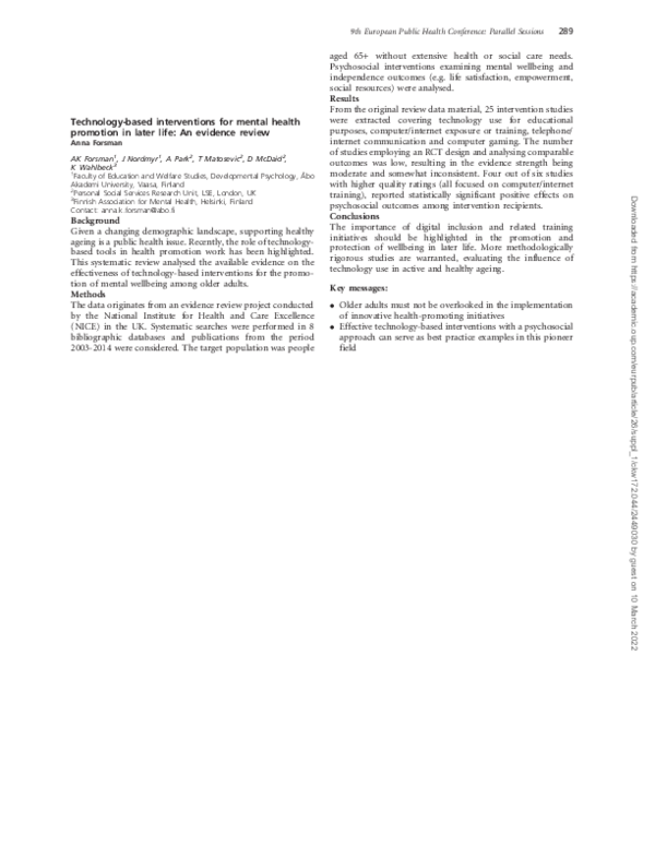 (PDF) Technology-Based Interventions for Mental Health in Tertiary ...