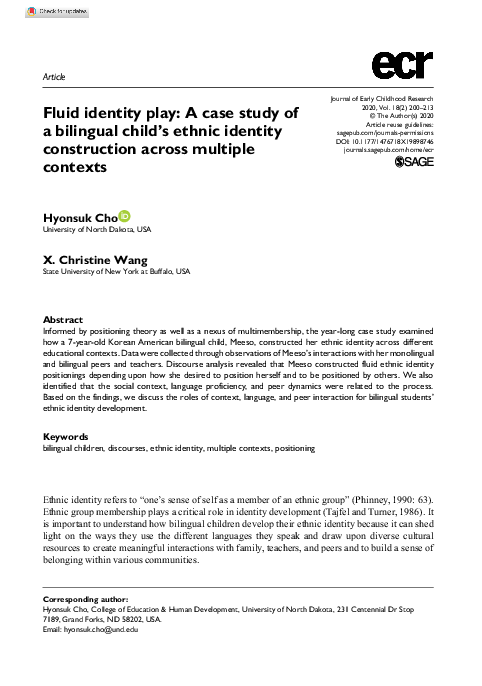 (PDF) Fluid identity play: A case study of a bilingual child's ethnic ...
