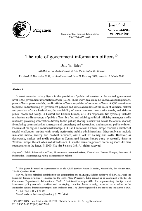 (PDF) The role of government information officers