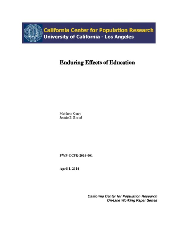 (PDF) Enduring Effects of Education
