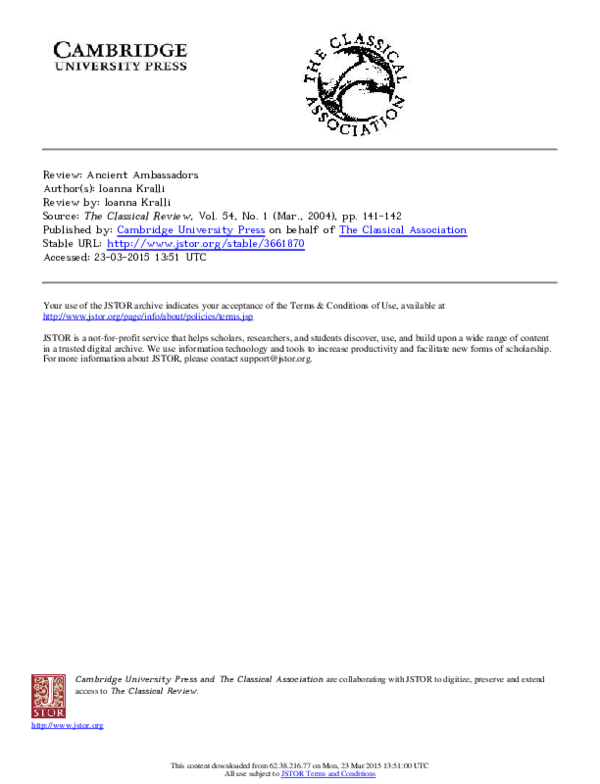 (PDF) ANCIENT AMBASSADORS L. Piccirilli: L’invenzione della diplomazia ...