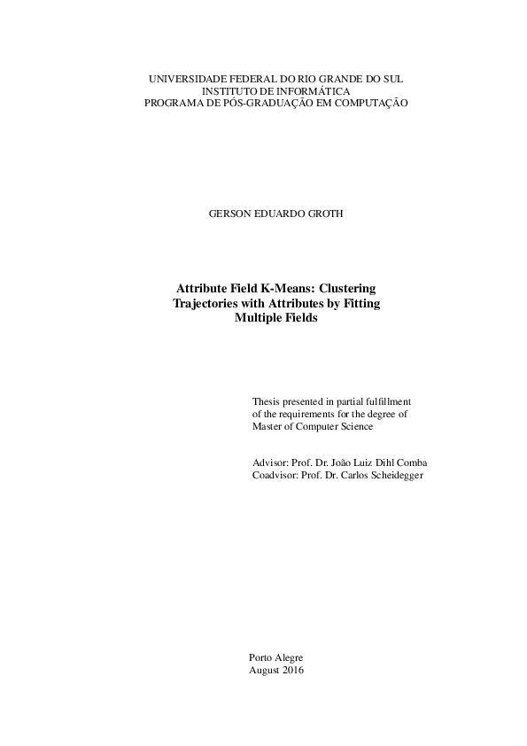 Pdf Attribute Field K Means Clustering Trajectories With Attribute