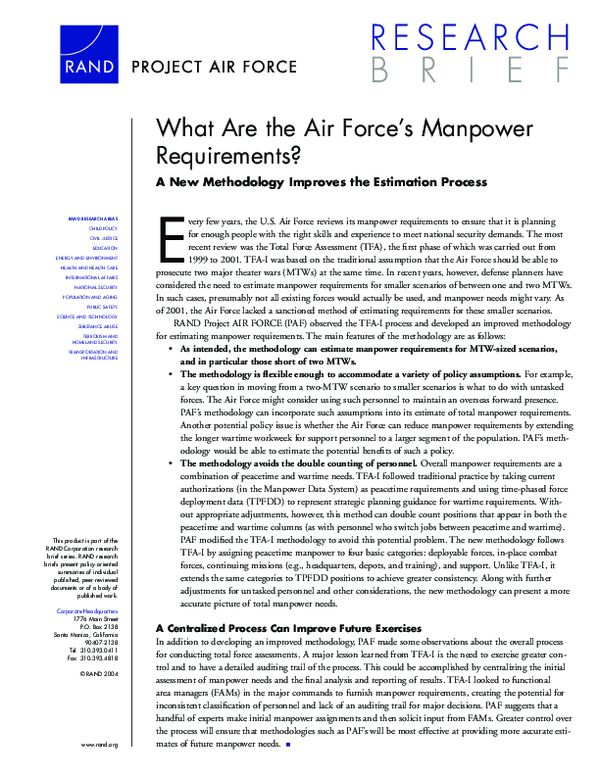 (PDF) What Are the Air Force's Manpower Requirements? A New Methodology ...