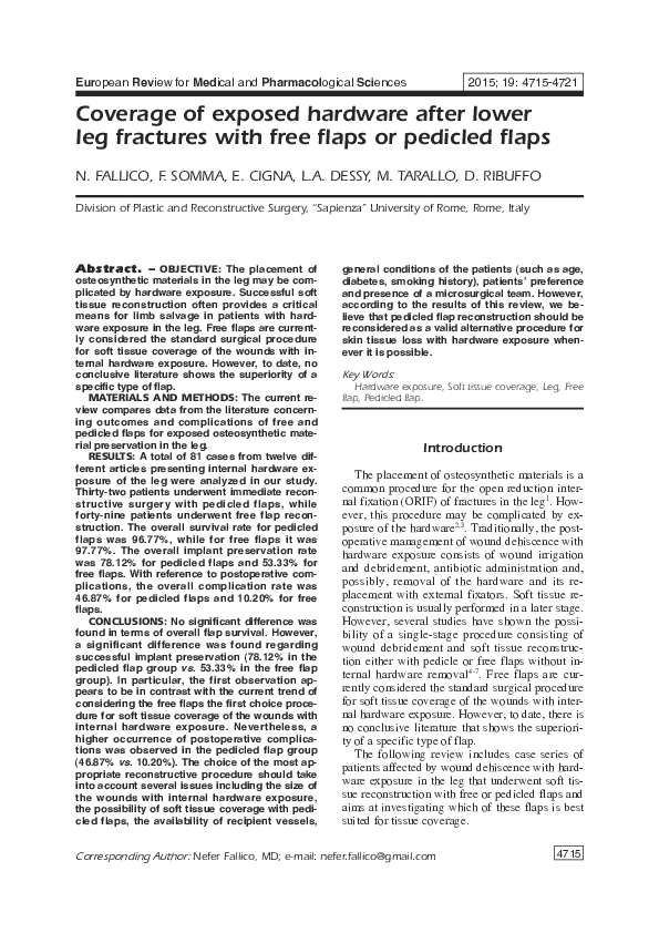 (PDF) Coverage of exposed hardware after lower leg fractures with free ...