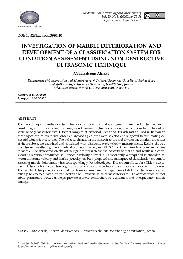 (PDF) Investigation of Marble Deterioration and Development of a Classification System for ...