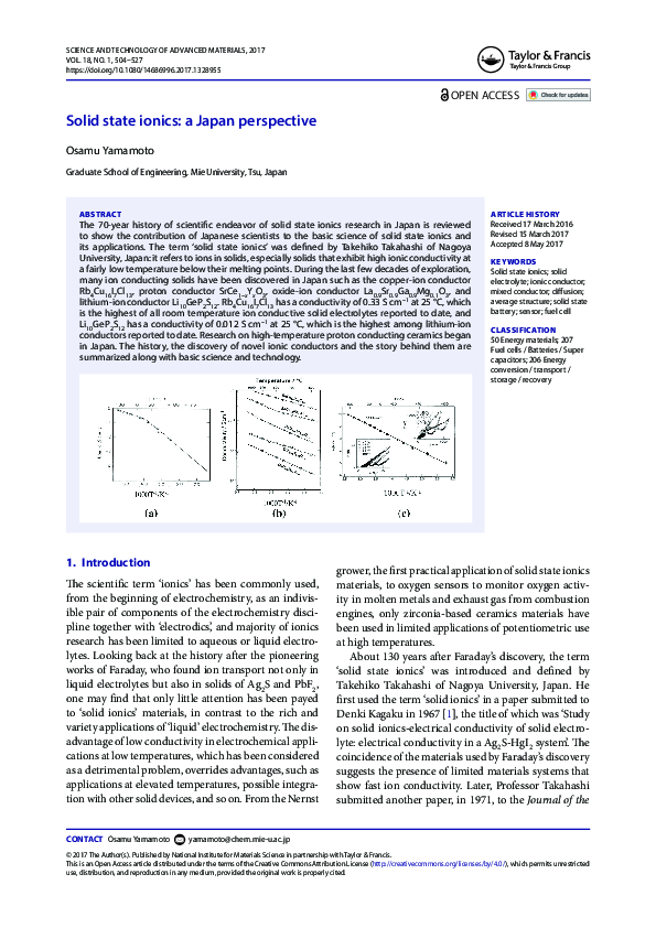 (PDF) Solid state ionics: a Japan perspective