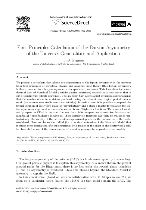 (PDF) First Principles Calculation of the Baryon Asymmetry of the ...