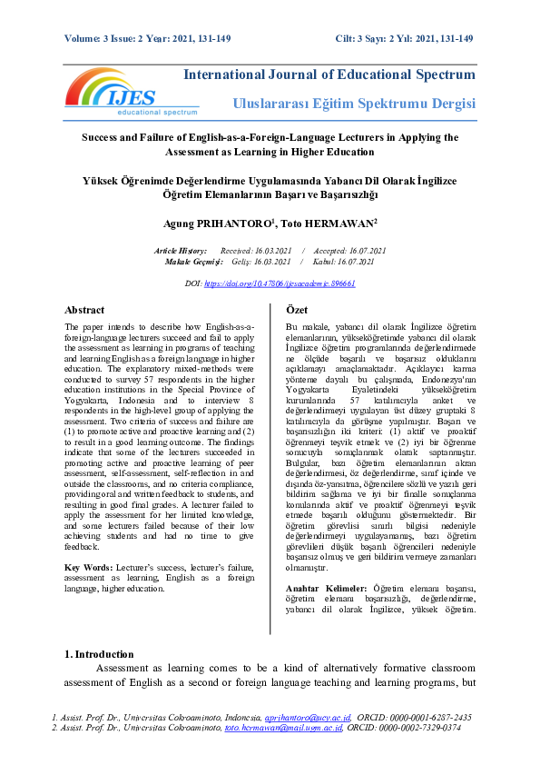 (PDF) Success and Failure of English-as-a-Foreign-Language Lecturers in ...