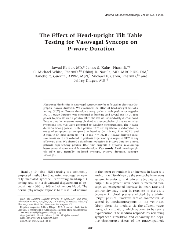 (PDF) The effect of head-upright tilt table testing for vasovagal ...