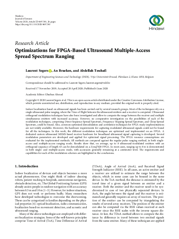 Pdf Optimizations For Fpga Based Ultrasound Multiple Access Spread Spectrum Ranging